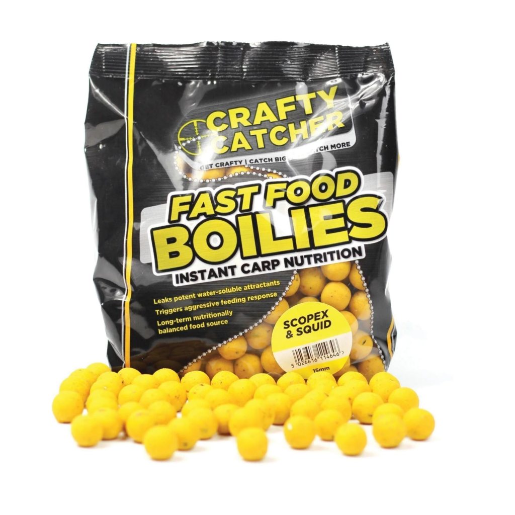 Crafty Catcher Fast Food Scopex & Squid 15mm Boilies 500g - Bait Superstore